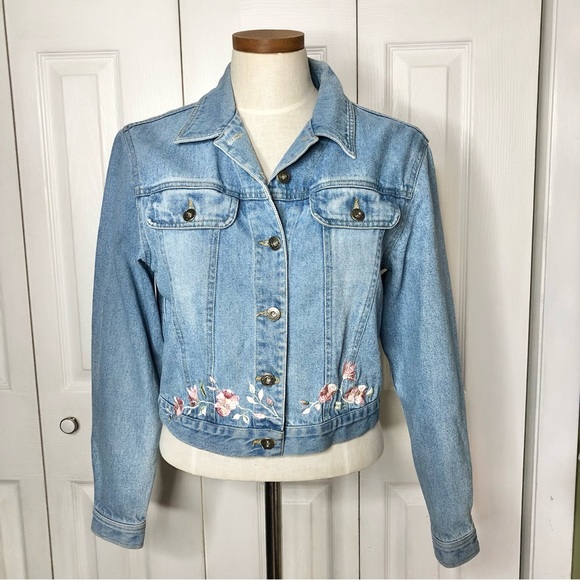 Vintage | Jackets & Coats | 9s Y2k Short Waisted Floral Embroidered ...